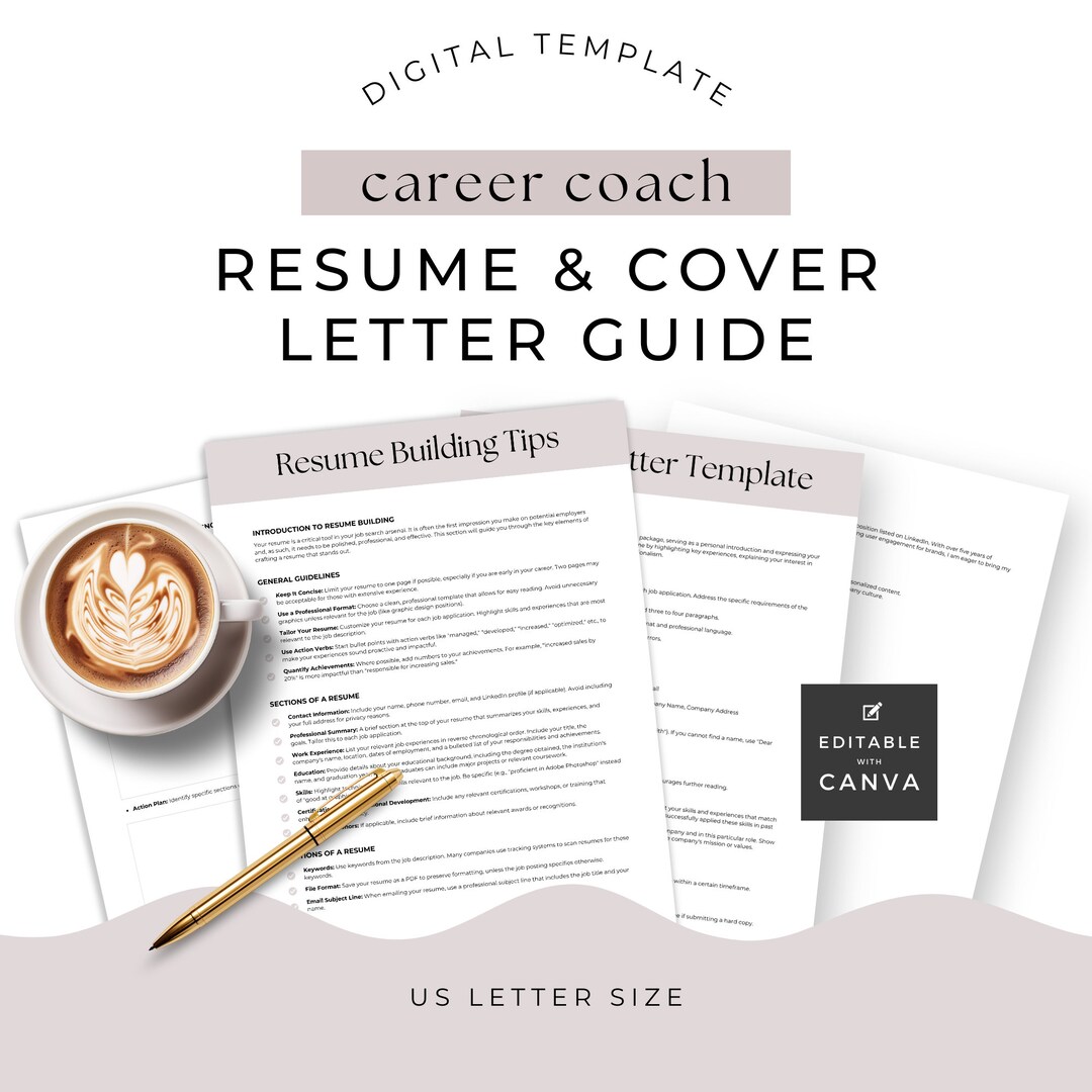 Resume Guide Career Coach Cover Letter Handout Canva Template ...