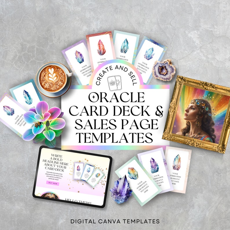 Oracle Card Creator Canva Template, Affirmation Card Deck DIY, Sales ...