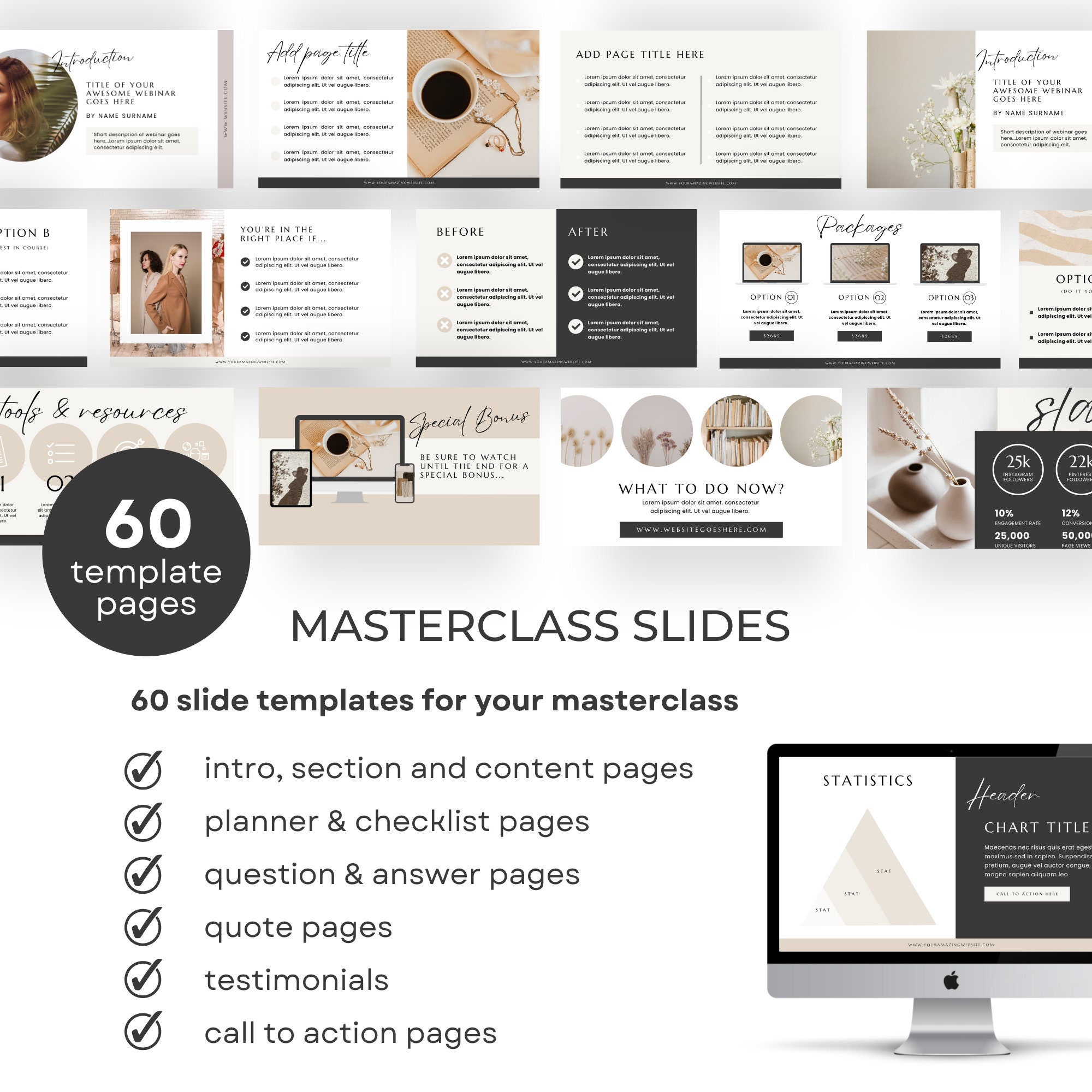 Masterclass Bundle CANVA TEMPLATE, Course Webinar Presentation ...