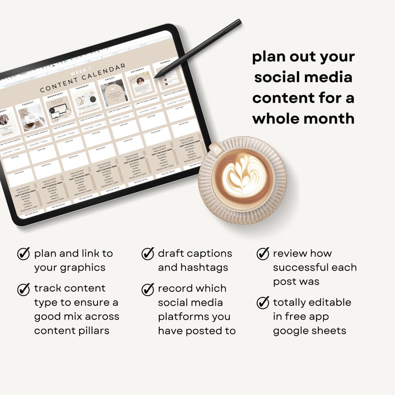 Content Calendar Google Sheets, Social Media Planner, Editable Template ...