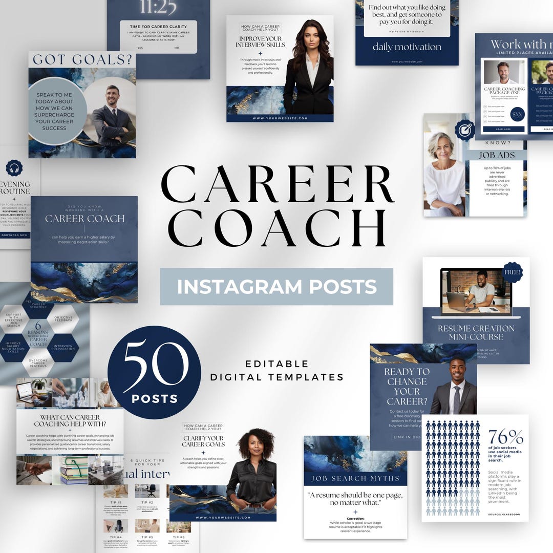 Career Transition Coach Insta Posts Canva Template Instagram Career ...