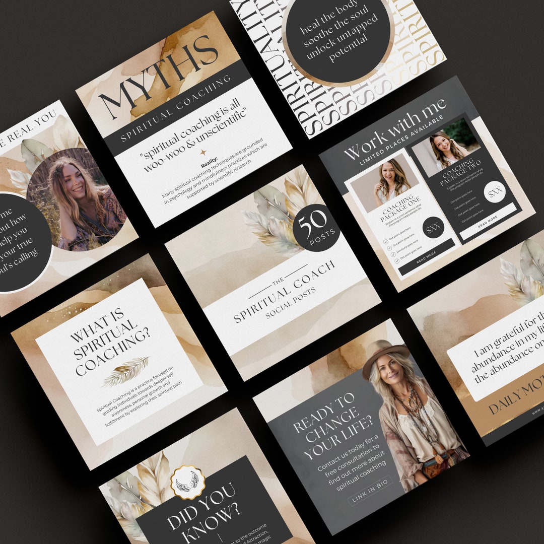 Spiritual Coach Insta Posts Canva Template, Instagram IG Feed Social ...