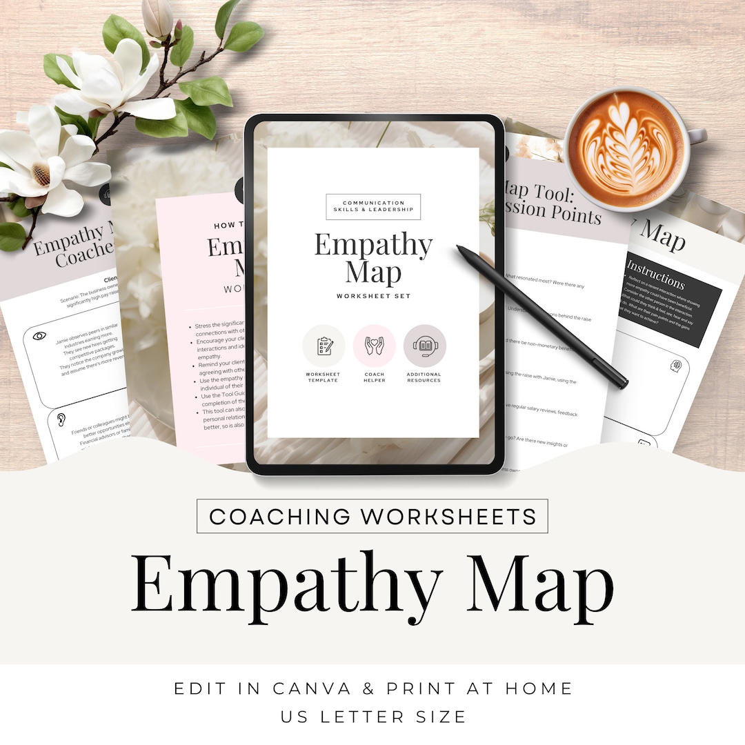 Coaching Worksheet Empathy Map, Canva Template, Relationship Building ...