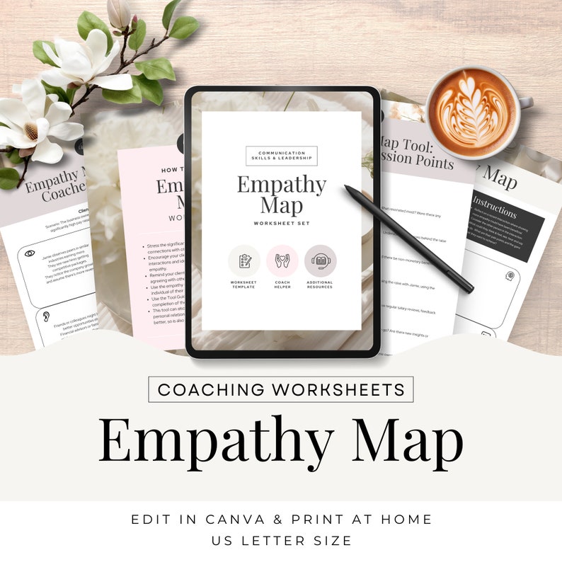 Coaching Worksheet Empathy Map, Canva Template, Relationship Building ...