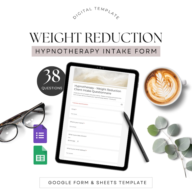 Hypnotherapy Intake Form Template for Weight Reduction, Hypnotherapist ...