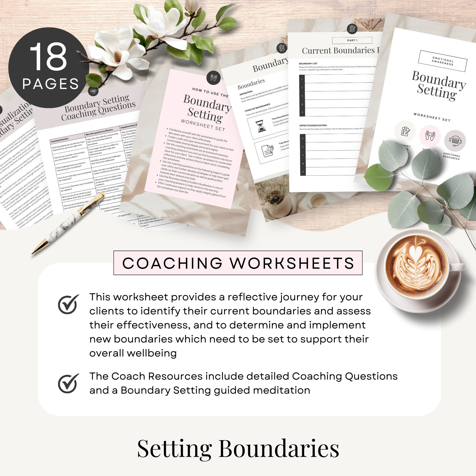 Boundary Setting Worksheet Printable Worksheets Set Canva Template Self ...