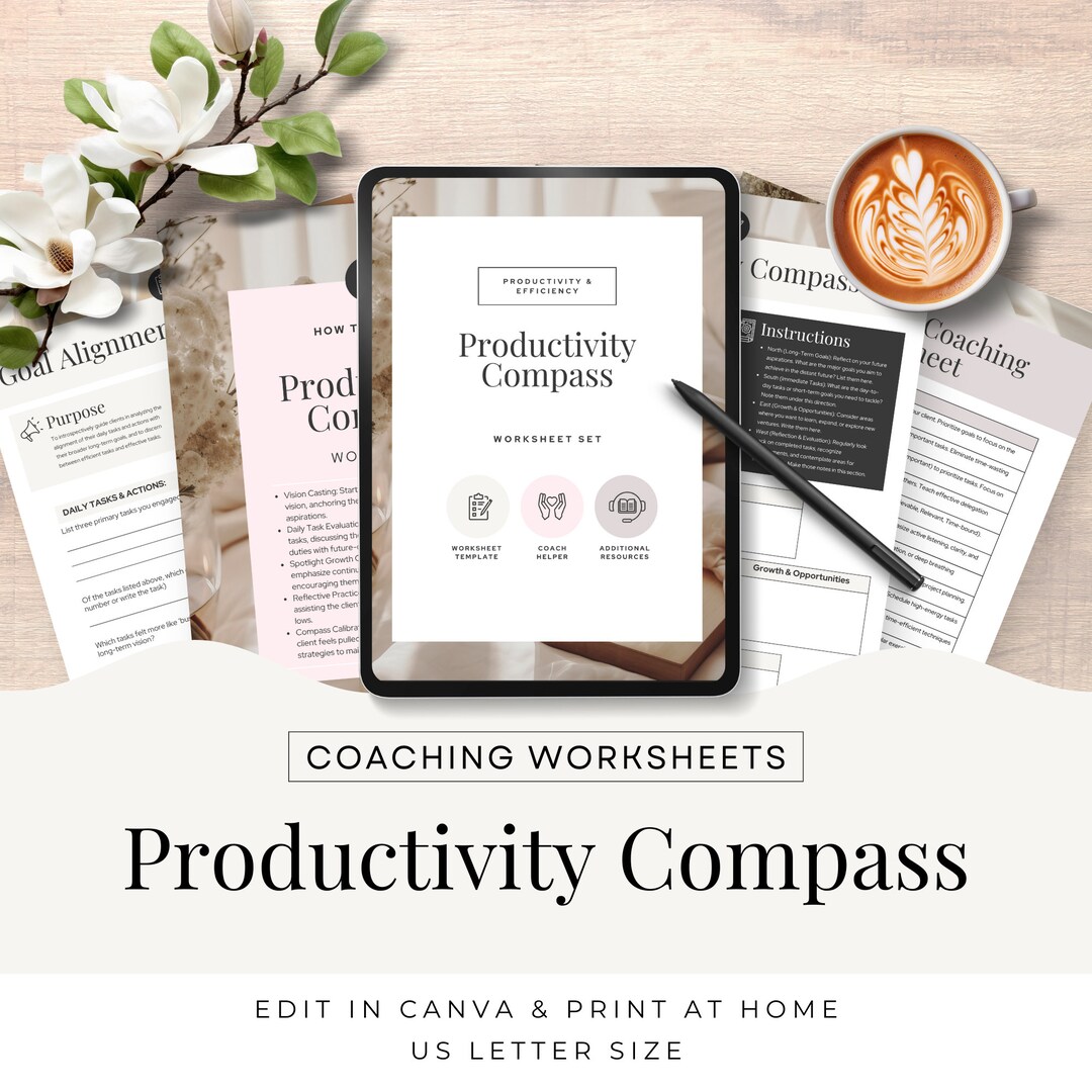 Productivity Coaching Worksheet Canva Template, Align Work to Goals ...