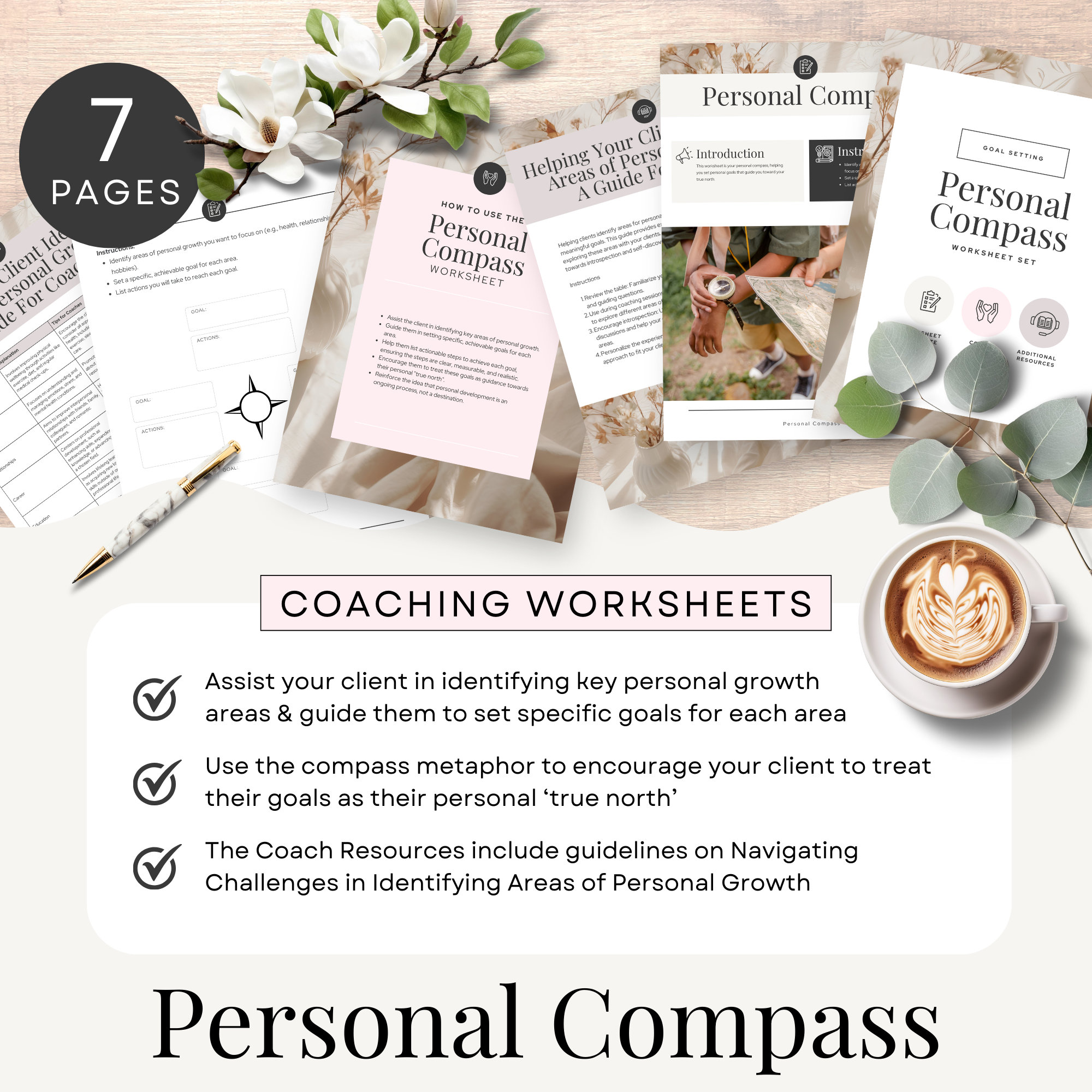 True North Goal Setting Worksheet, Canva Template, Growth Mindset, Self ...
