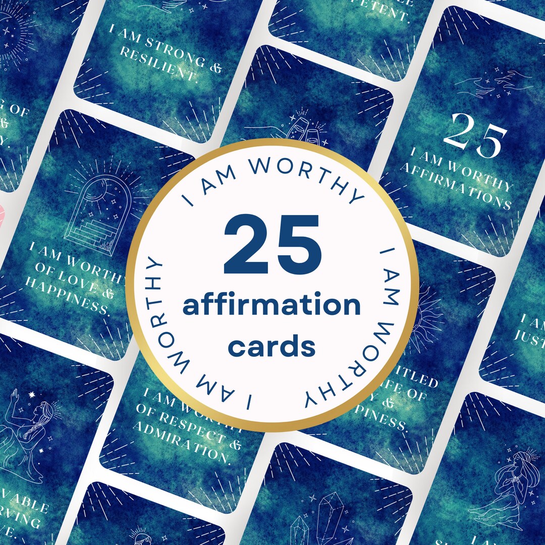 I Am Worthy Printable Affirmation Cards, Positive Thinking, Spiritual ...