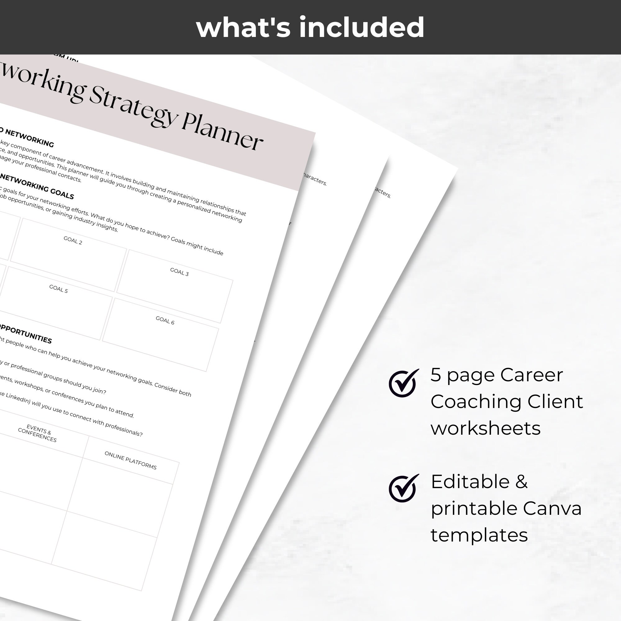Networking Strategy Worksheet Career Coach Handout Canva Template ...