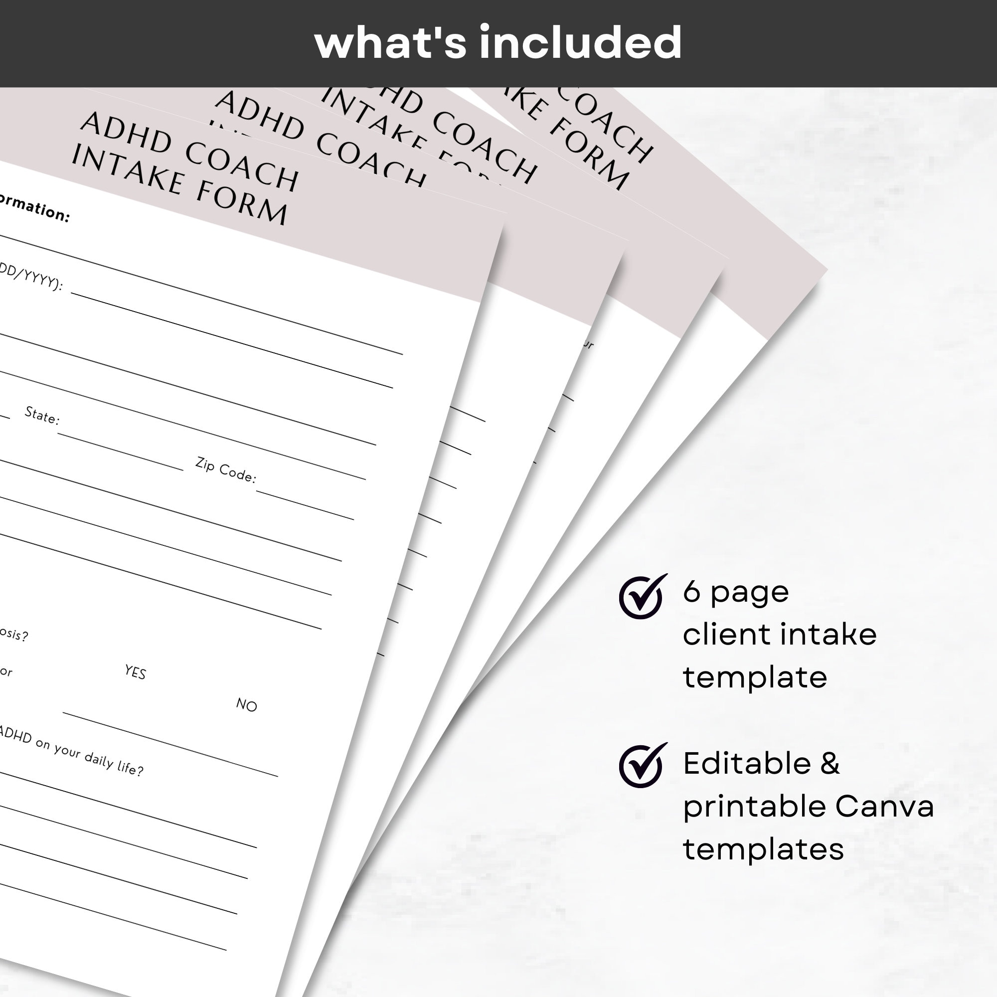 ADHD Coach Intake Form, Canva Template, Client Onboarding ...