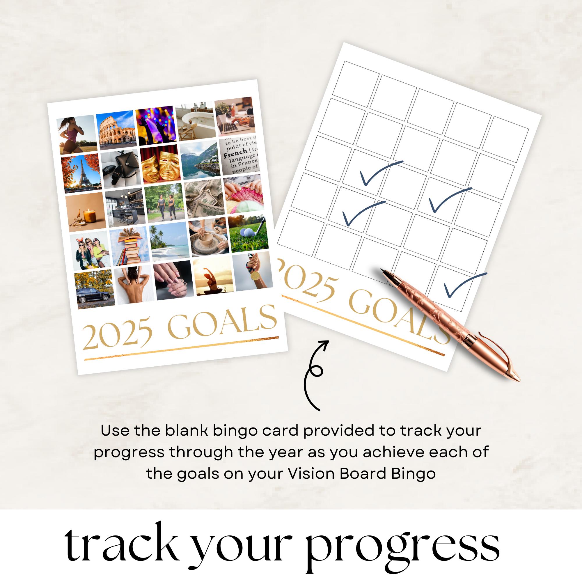 Vision Board Bingo 2025 New Year Resolutions Dream Manifestation ...