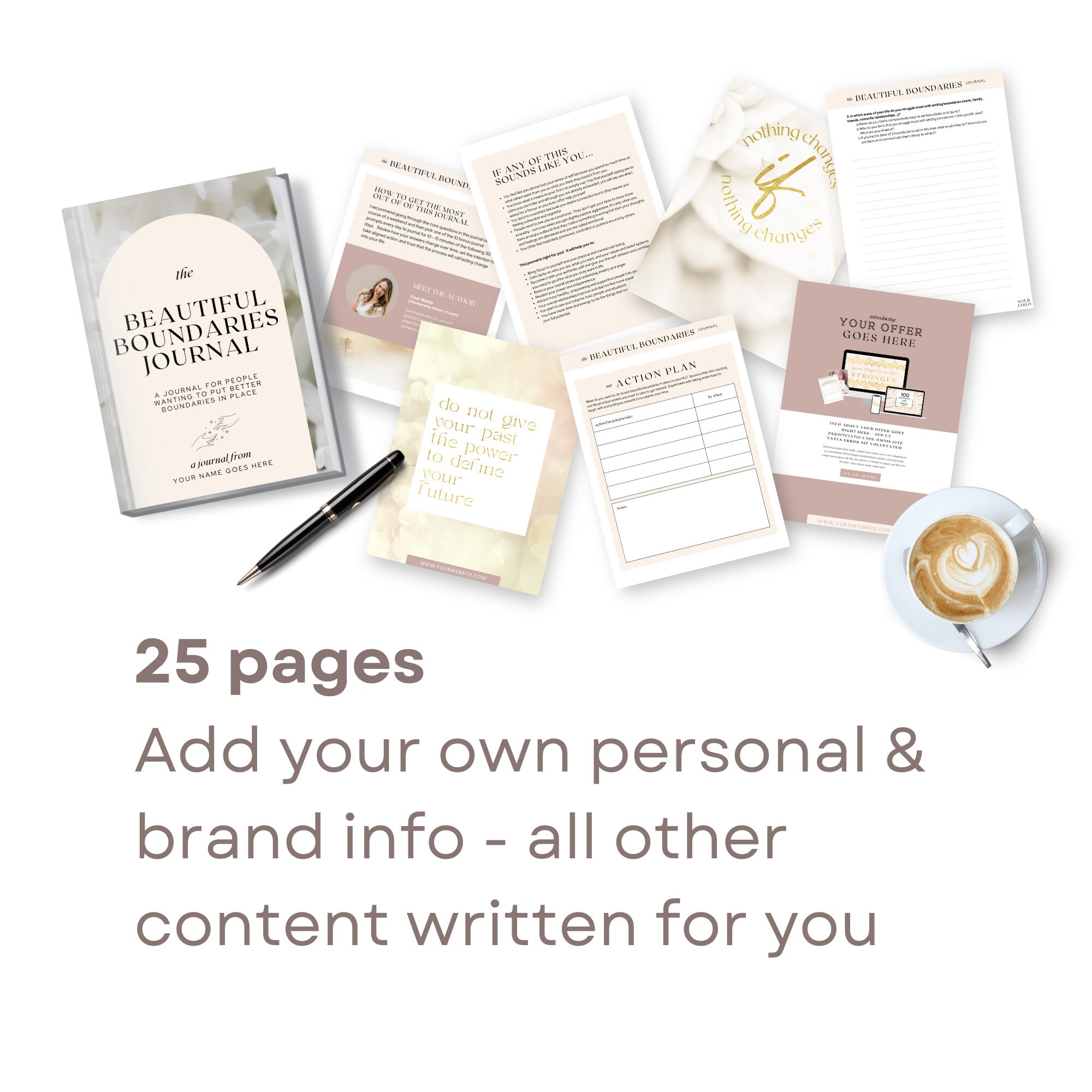 Lead Magnet Canva Template, Done for You Beautiful Boundaries Journal, Freebie, Ebook for ...