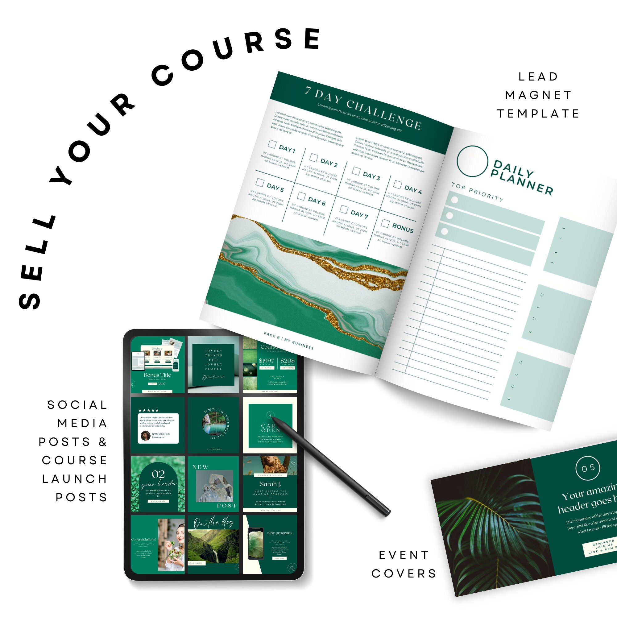 Course Creator Template Bundle, CANVA Templates, Course Toolkit, Sales ...
