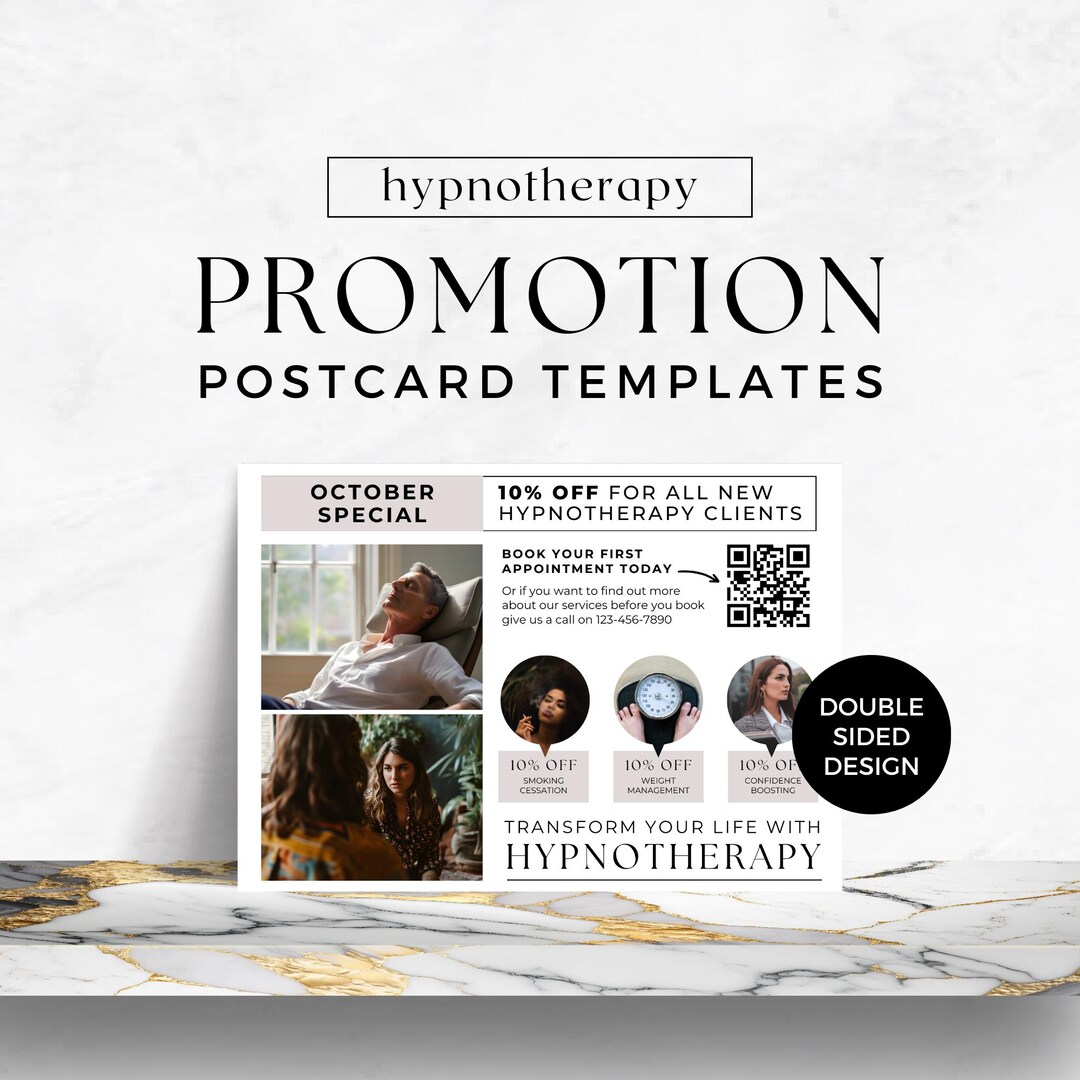 Hypnotherapy Postcard Promo Business Marketing Flyer Editable Printable ...