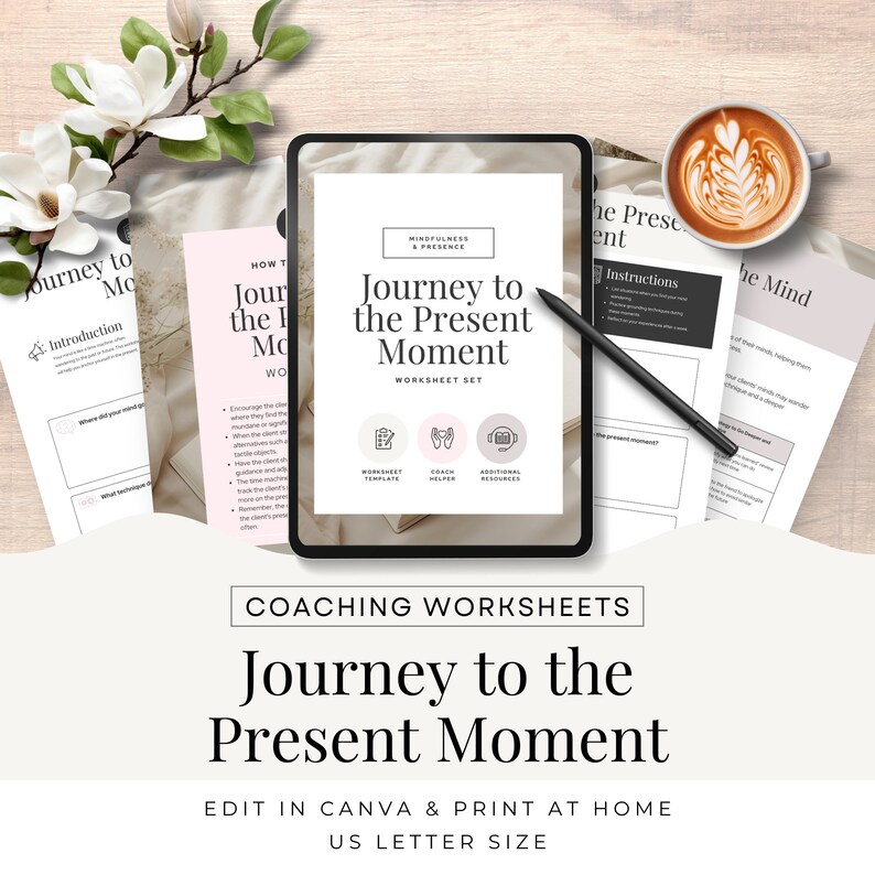 Present Moment Worksheet Canva Template, Wellness Wellbeing Present ...