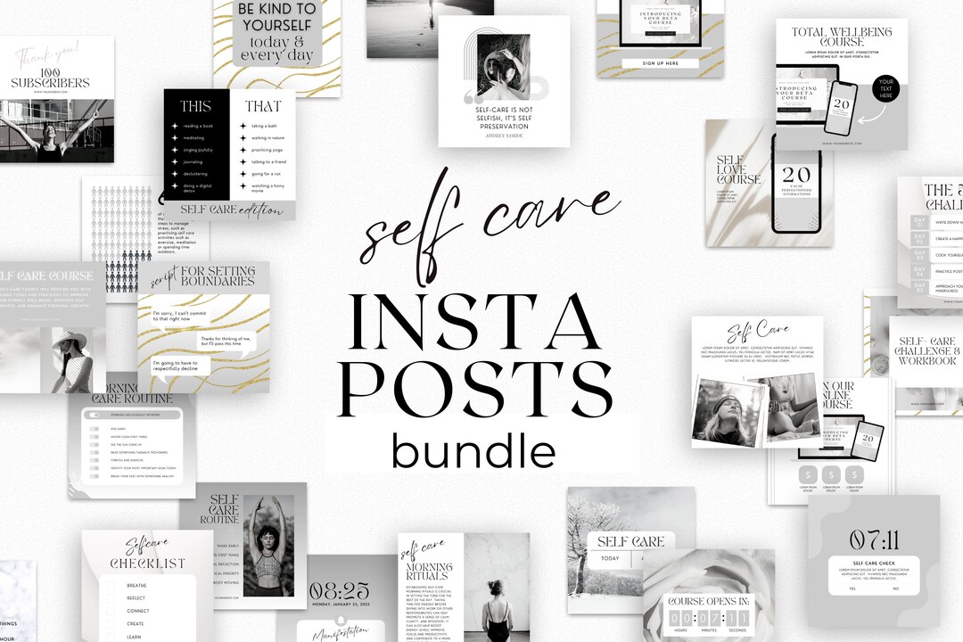Self Care Insta Posts, Canva Template for Coaches Course Creators ...