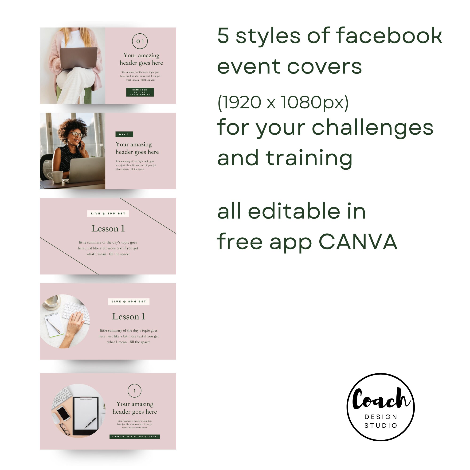 Facebook Covers and Event Covers, Forest Green and Pink 15 Different ...