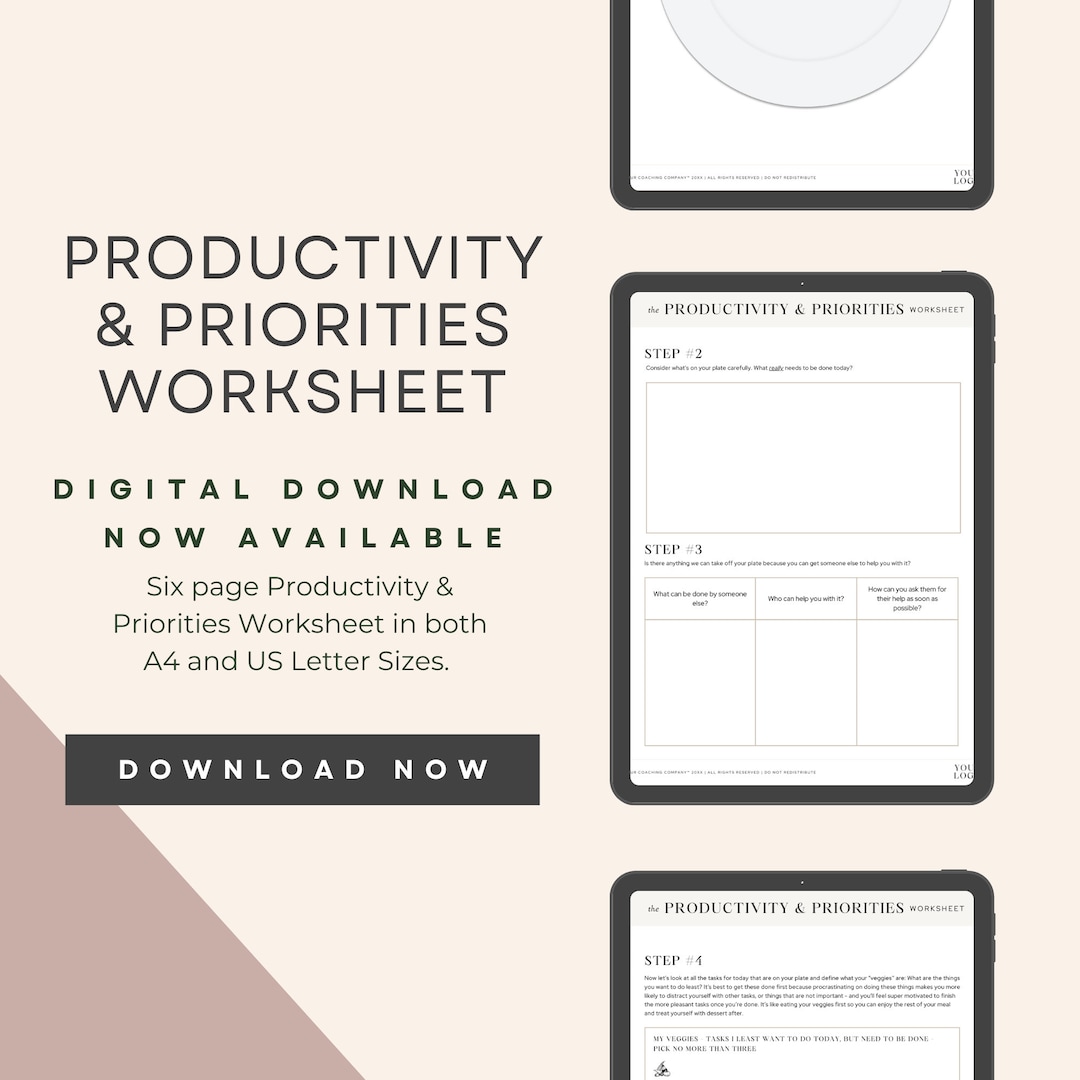 Productivity and Priorities Worksheet, Done for You Freebie, Lead ...