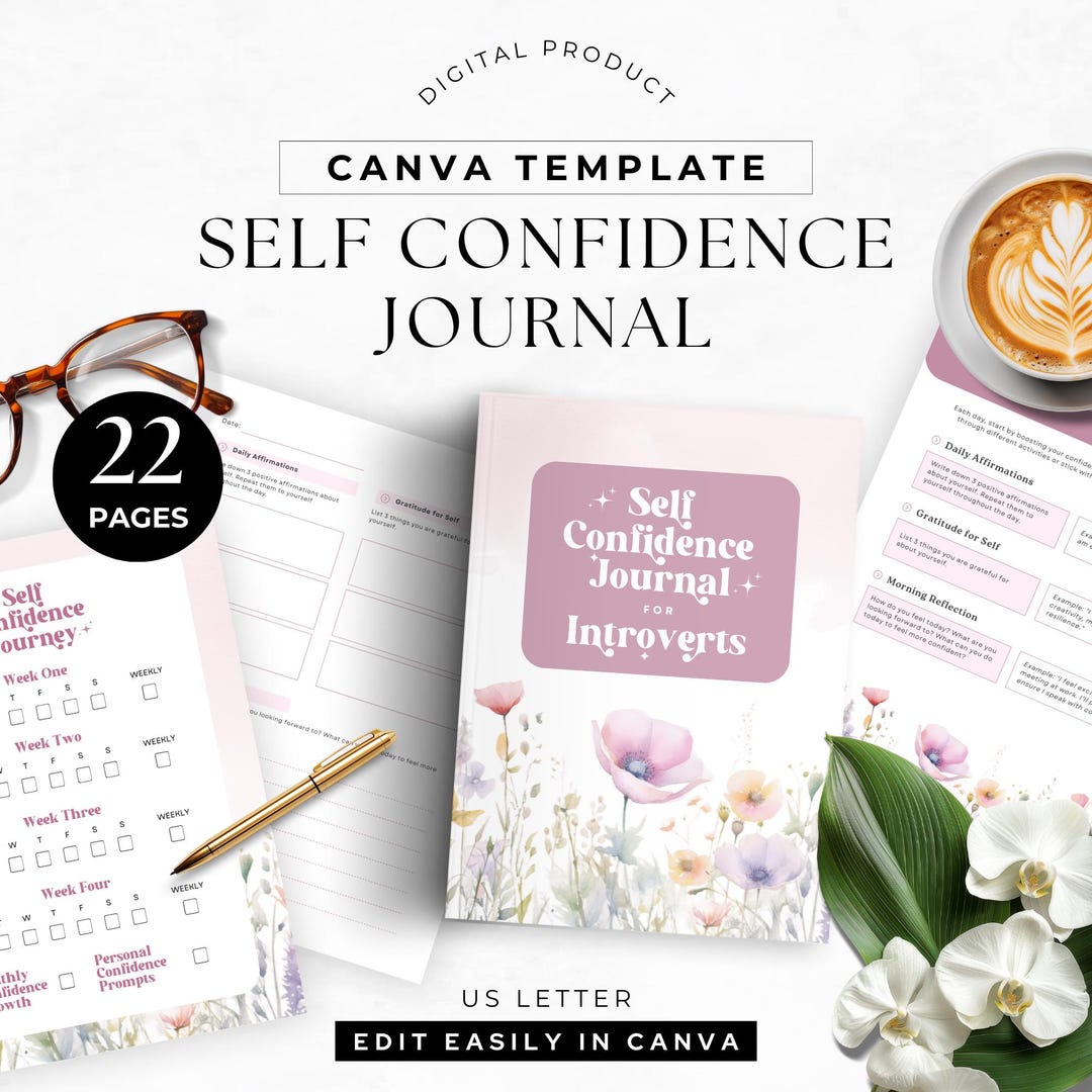 Self Confidence Journal Canva Template Done for You Introvert Freebie ...