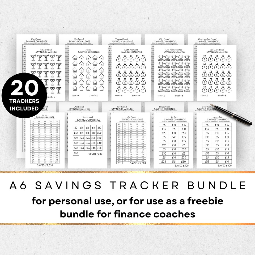 Savings Tracker Bundle Printable, Budget Planner Challenge, Pound ...