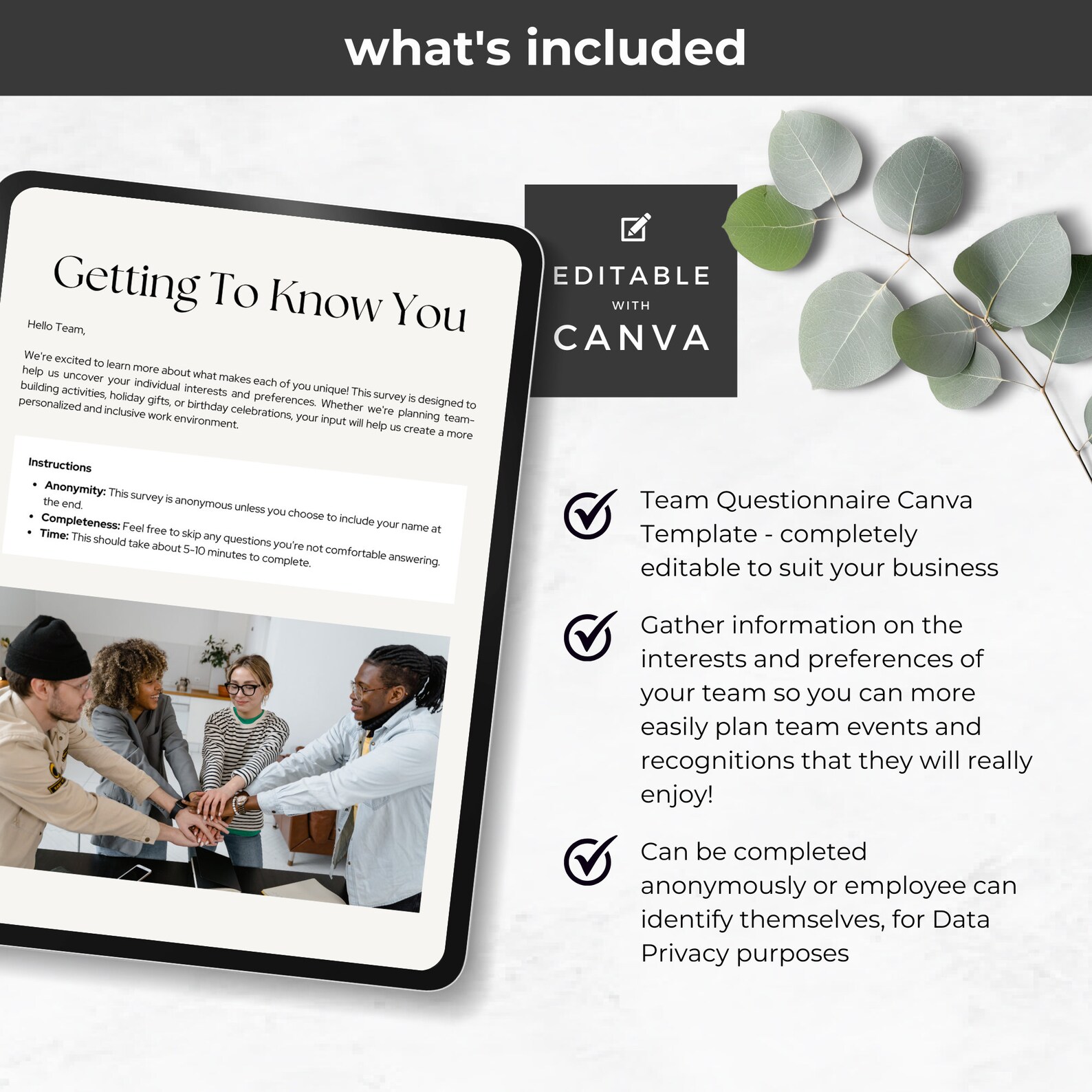 Getting to Know My Team Questionnaire Canva Template Co-worker ...