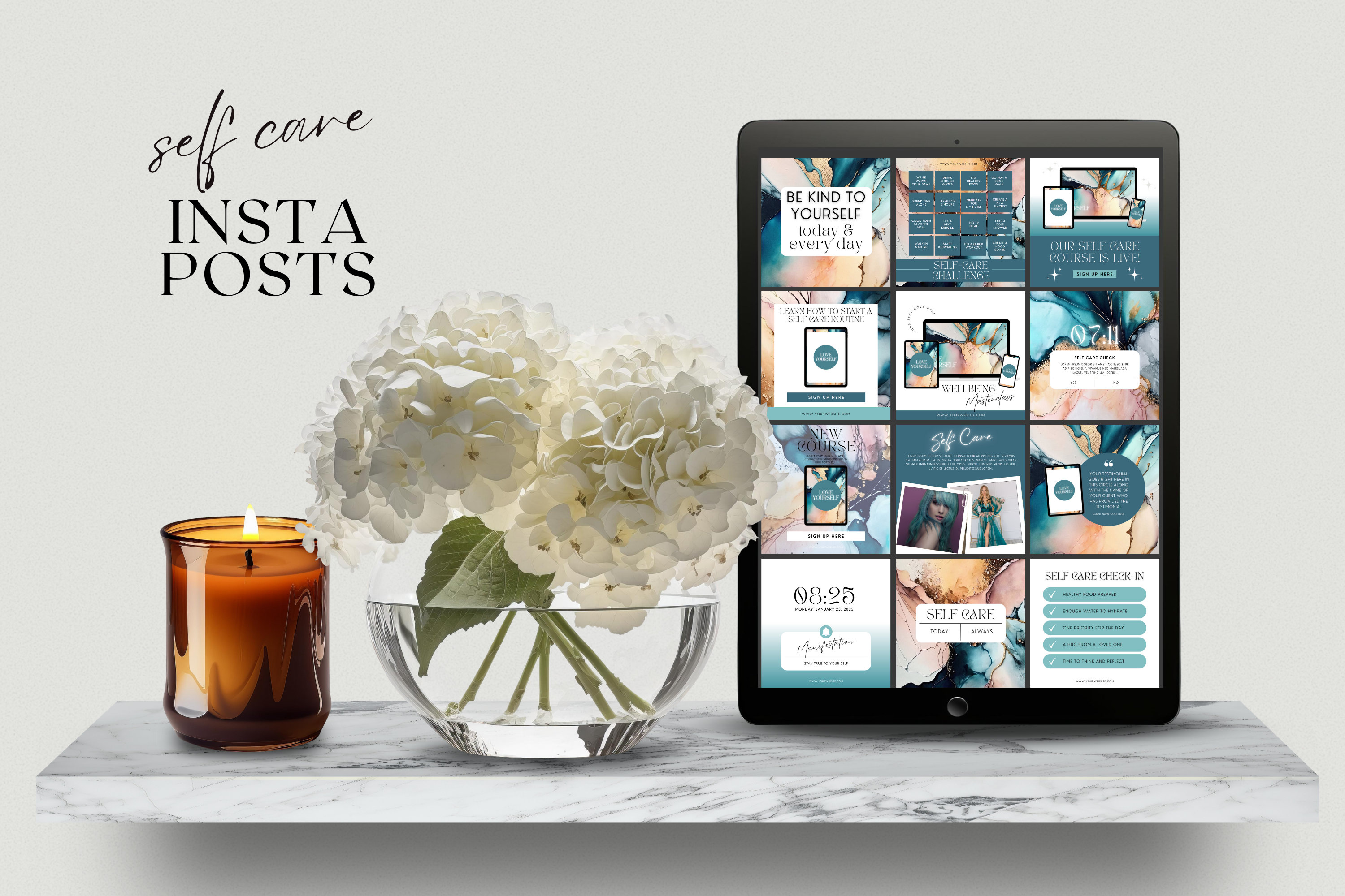 Self Care Insta Posts Canva Template for Coaches Course Creators ...