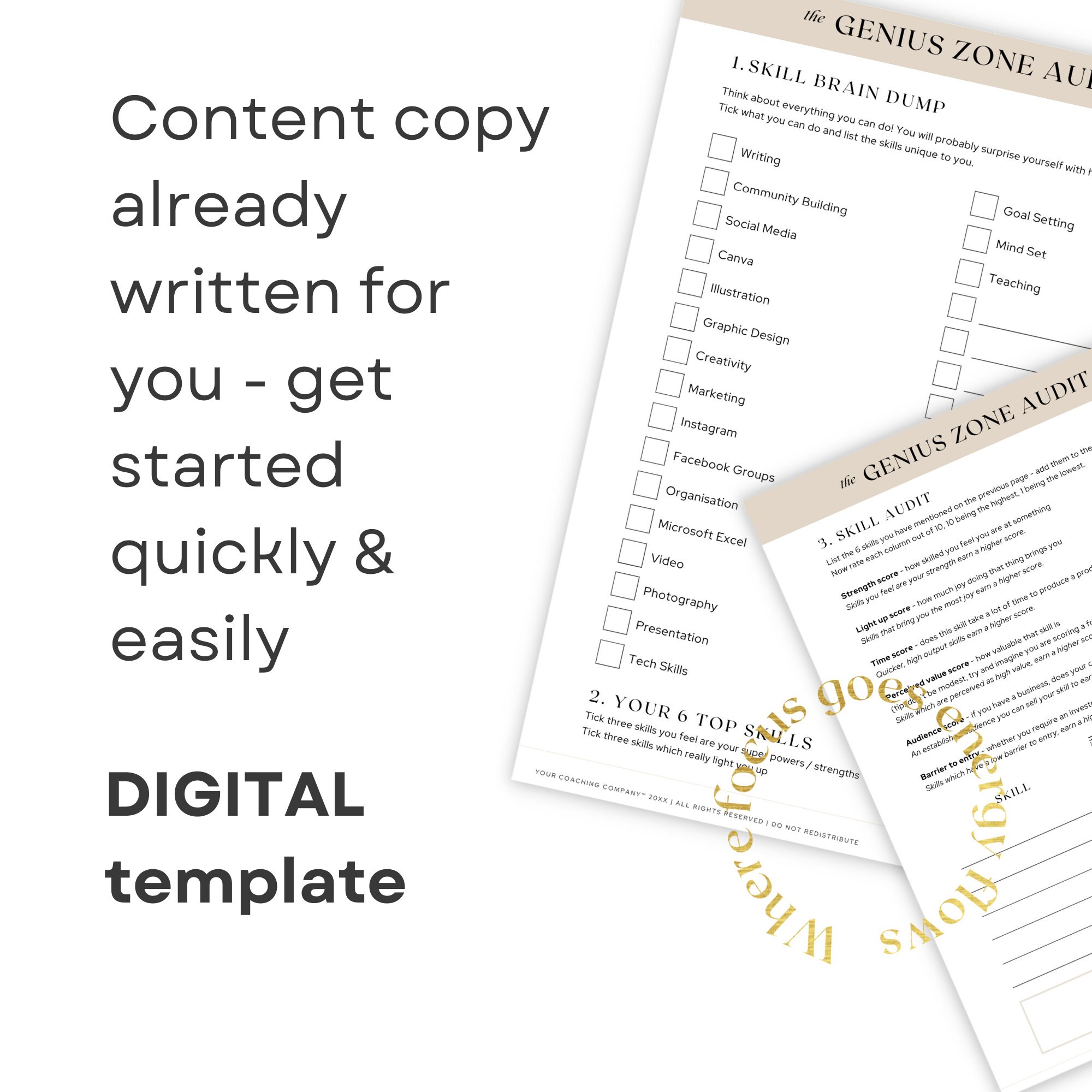 Find Your Genius Zone Worksheet, Done for You Freebie, Lead Magnet ...