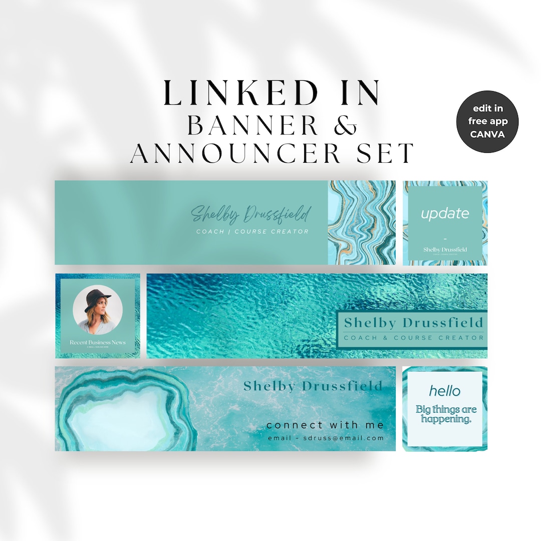 Turquoise Linked in Banner for Coaches, Editable CANVA Template ...