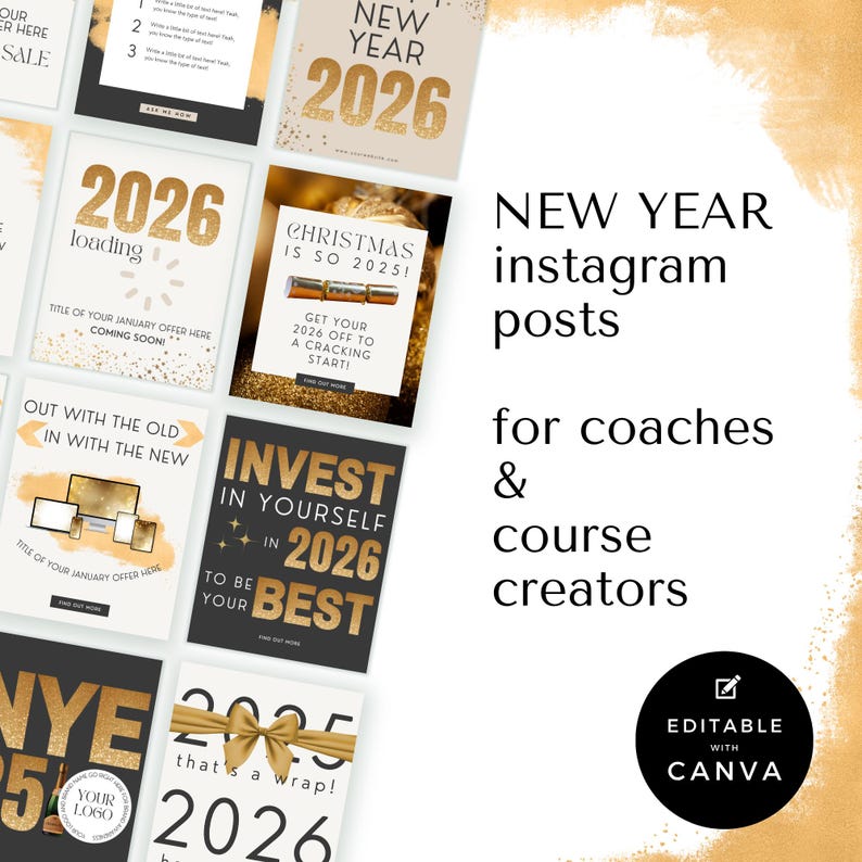 New Year 2026 Insta Post Templates January Social Media for Coaches and ...