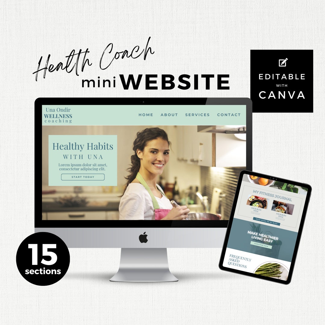 Health Coach Canva Website Template, Coaching Landing Page, Wellness ...