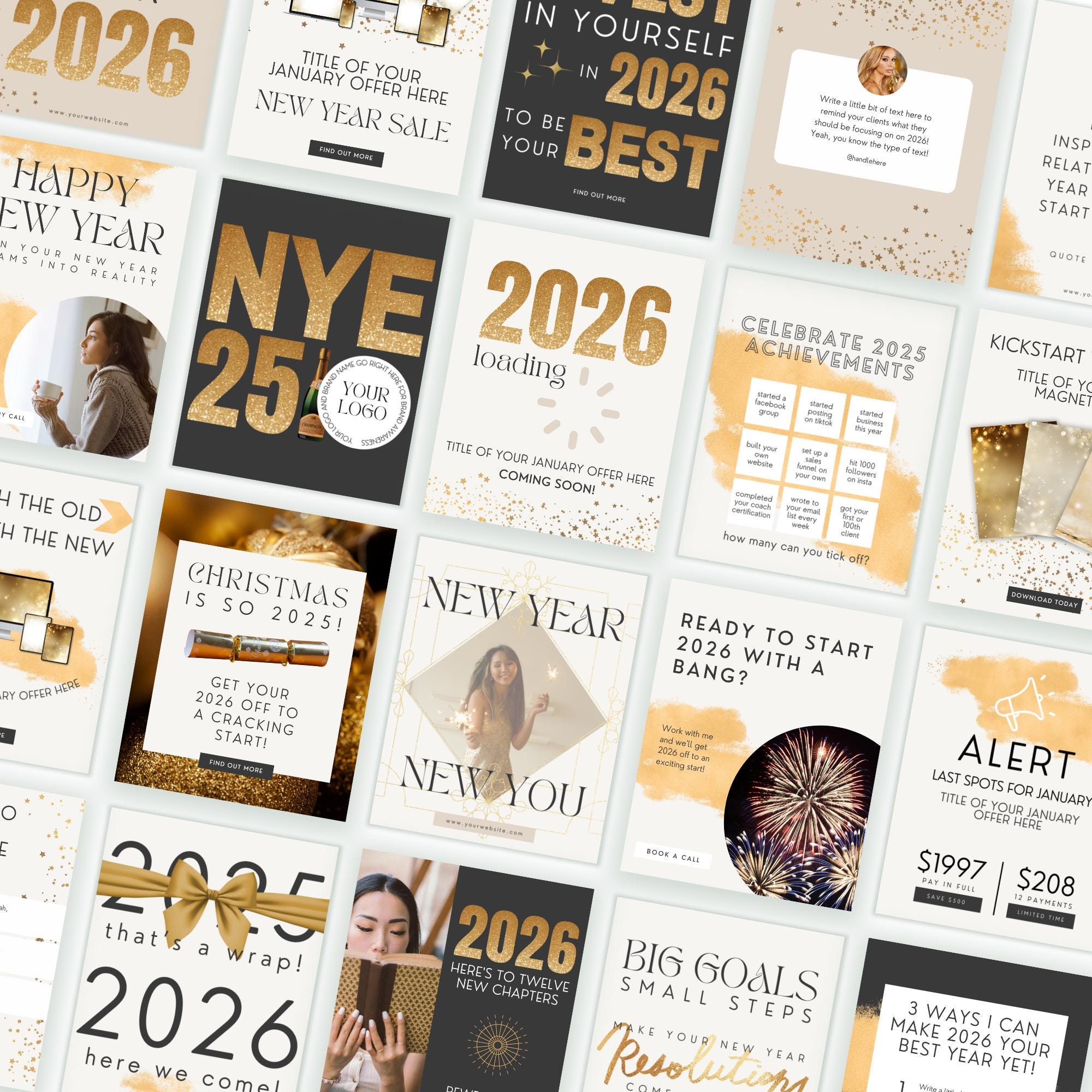 New Year 2026 Insta Post Templates January Social Media for Coaches and ...