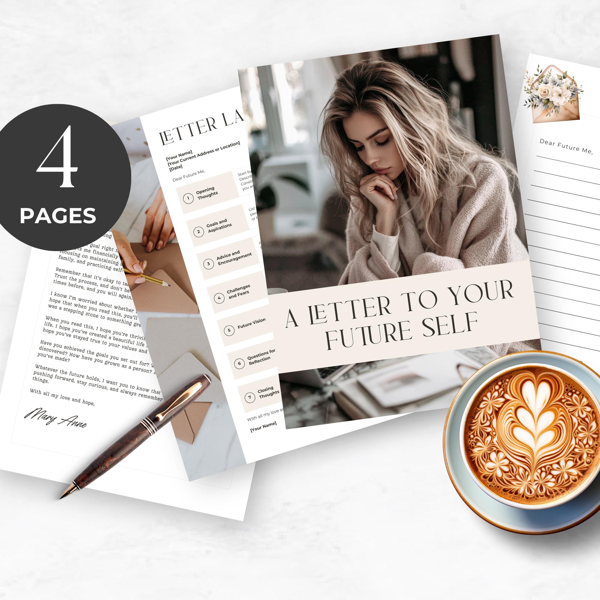 Future Self Letter Editable Canva Template Self Reflection Worksheet ...