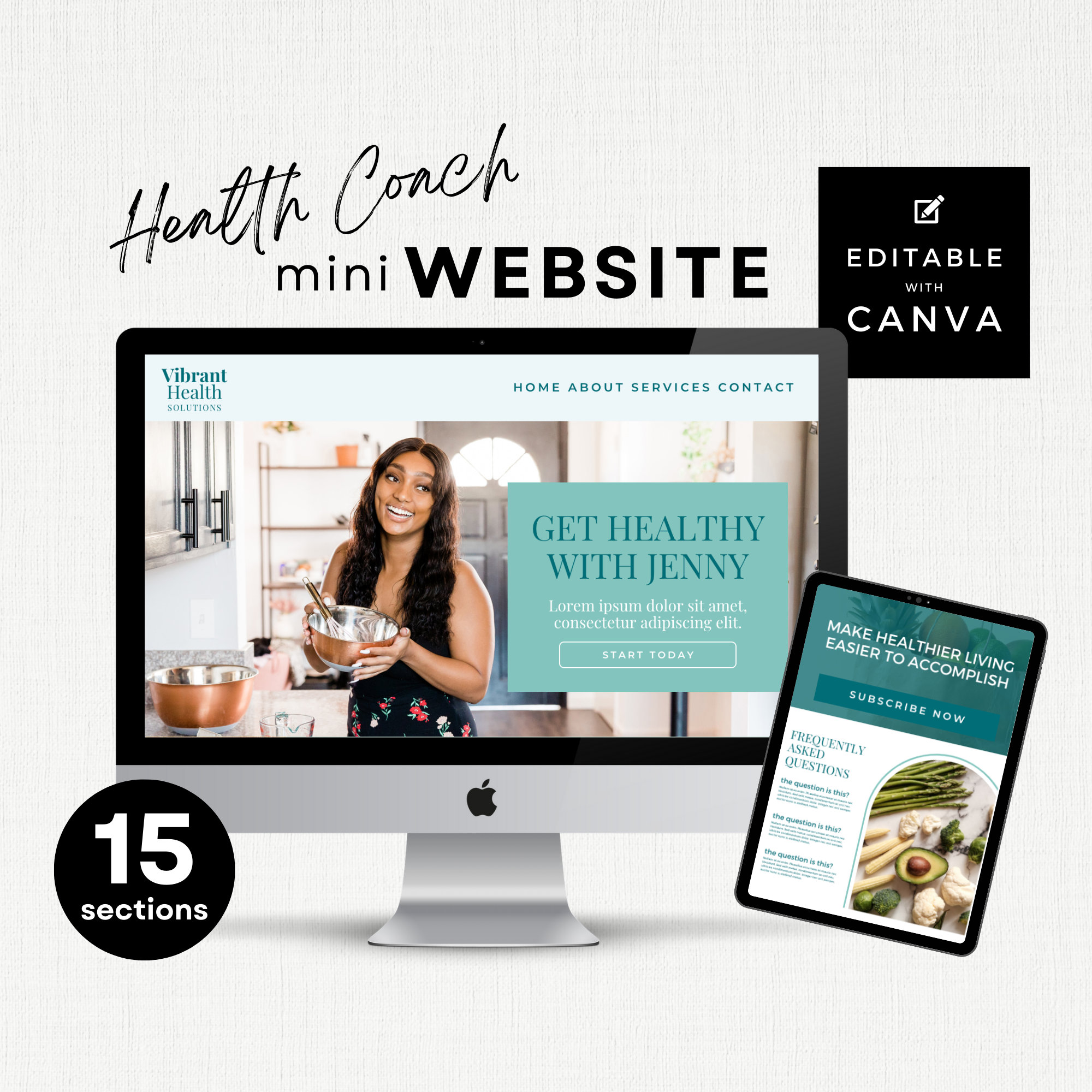 Health Coach Canva Website Template, Coaching Landing Page, Wellness ...
