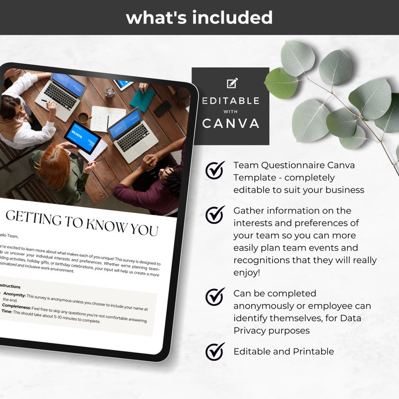 Team Interests Survey Canva Template to Help Team Appreciation Co ...