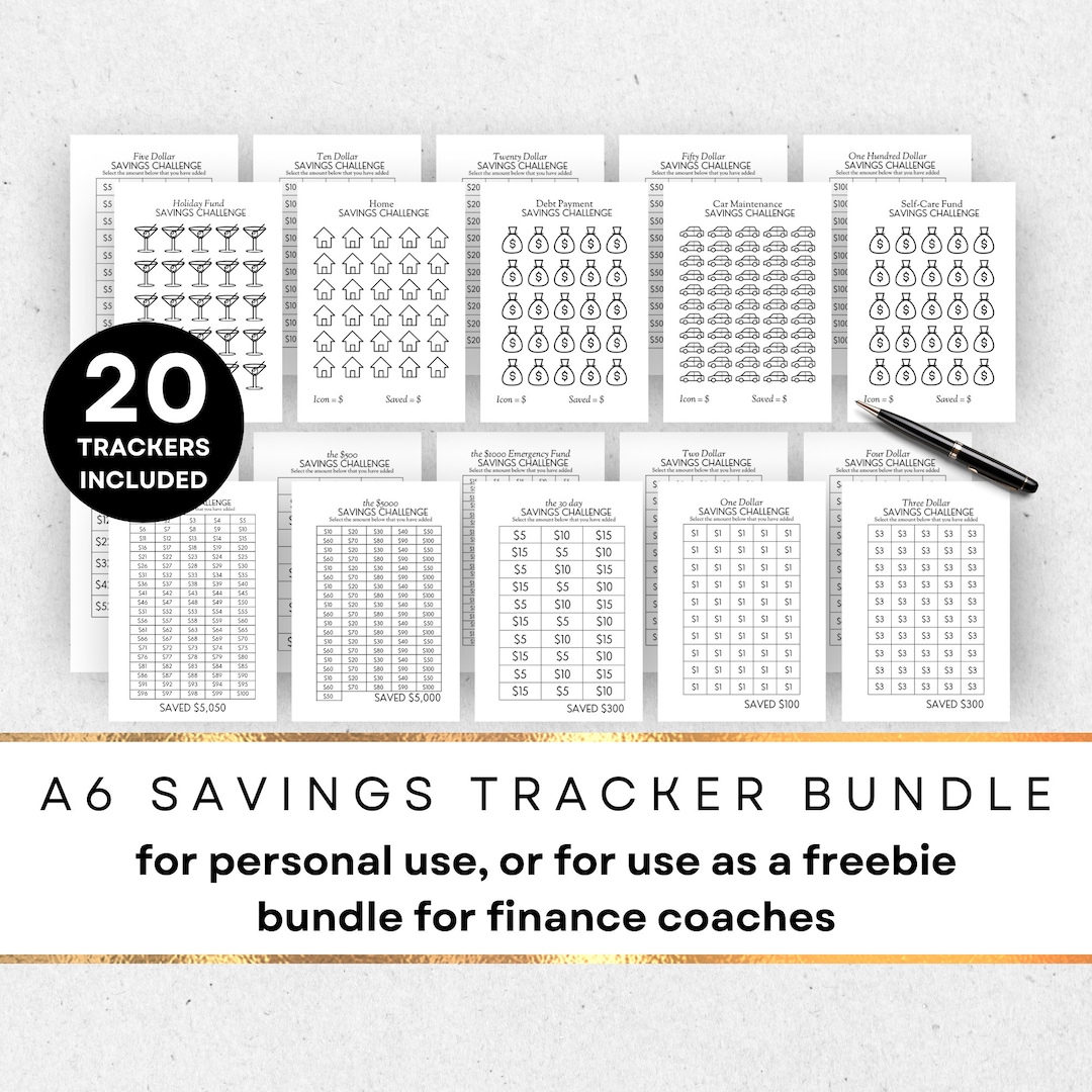 Savings Tracker Bundle Printable, Budget Planner Challenge, Dollar ...