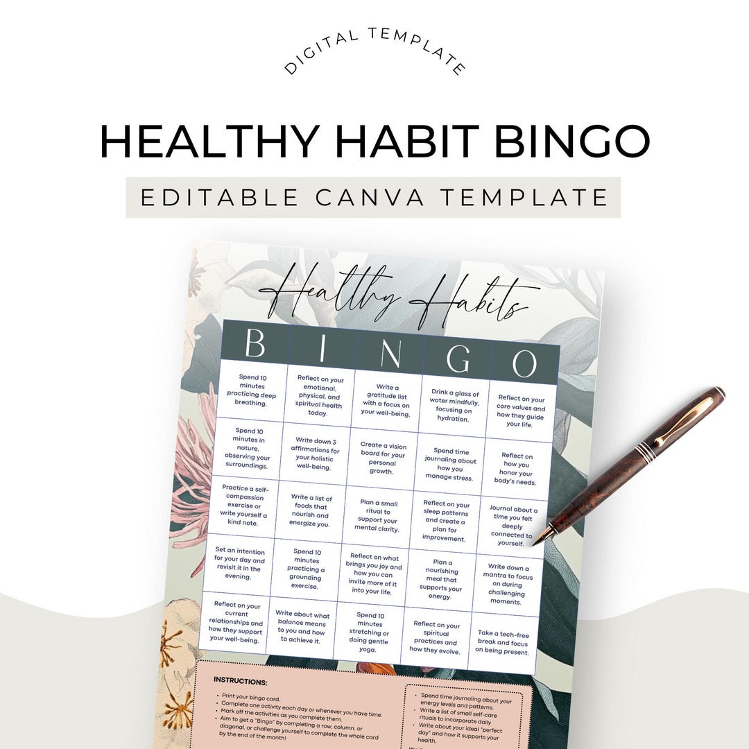 Health Coach Sales Funnel Freebie Bingo Card Challenge Canva Template ...