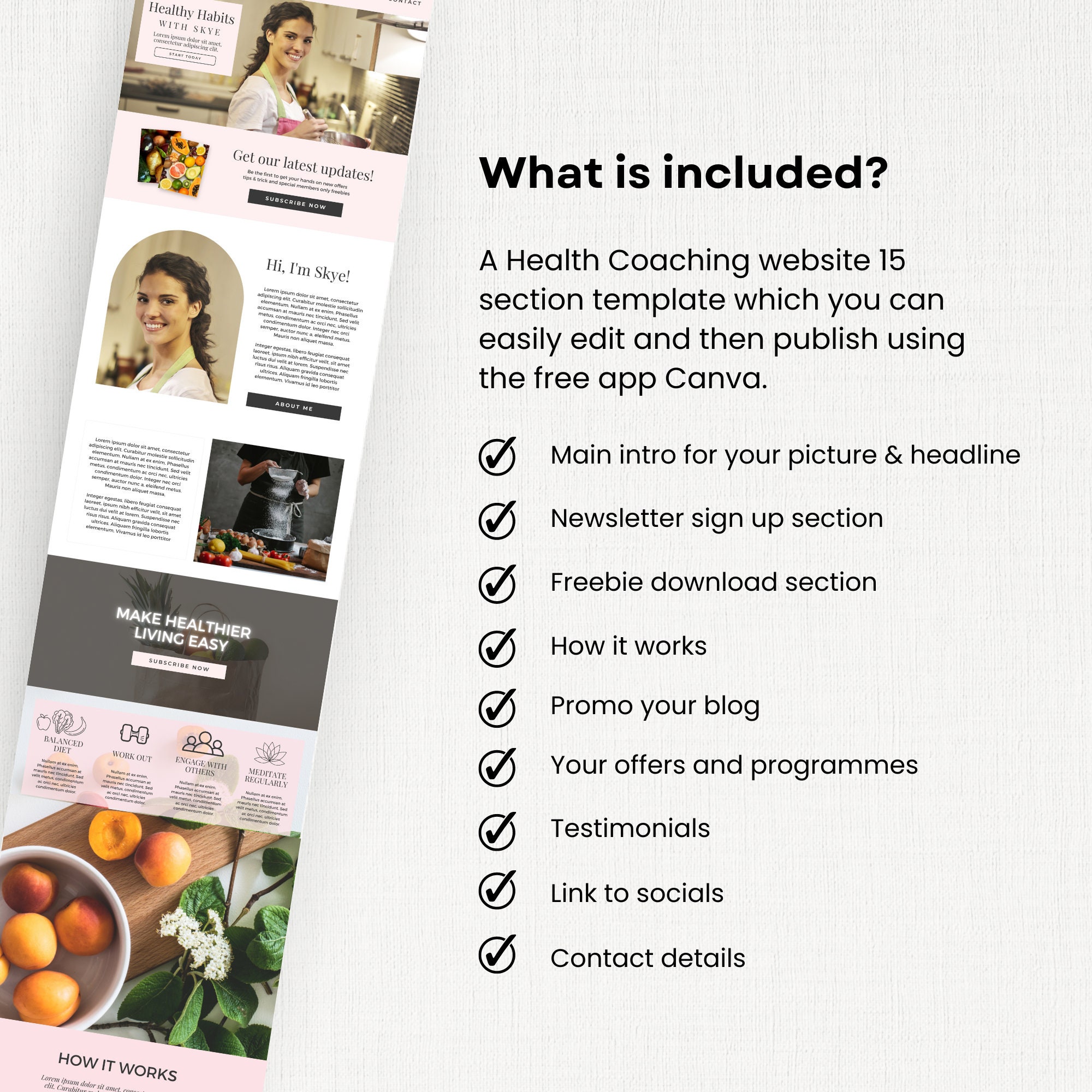 Health Coach Canva Website Template, Coaching Landing Page, Wellness ...