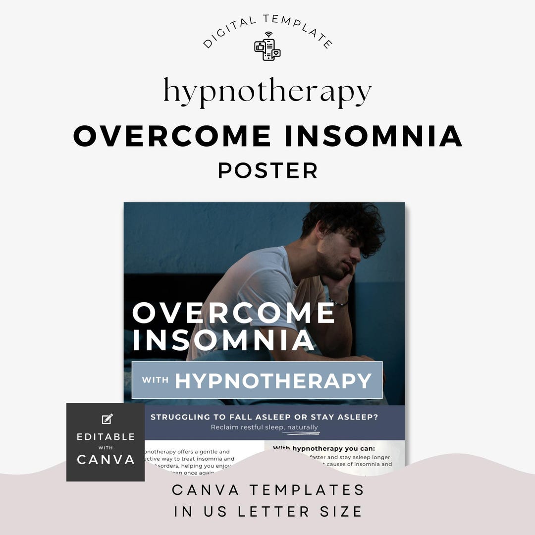 Sleep Management Hypnotherapy Poster Overcome Insomnia Canva Template ...