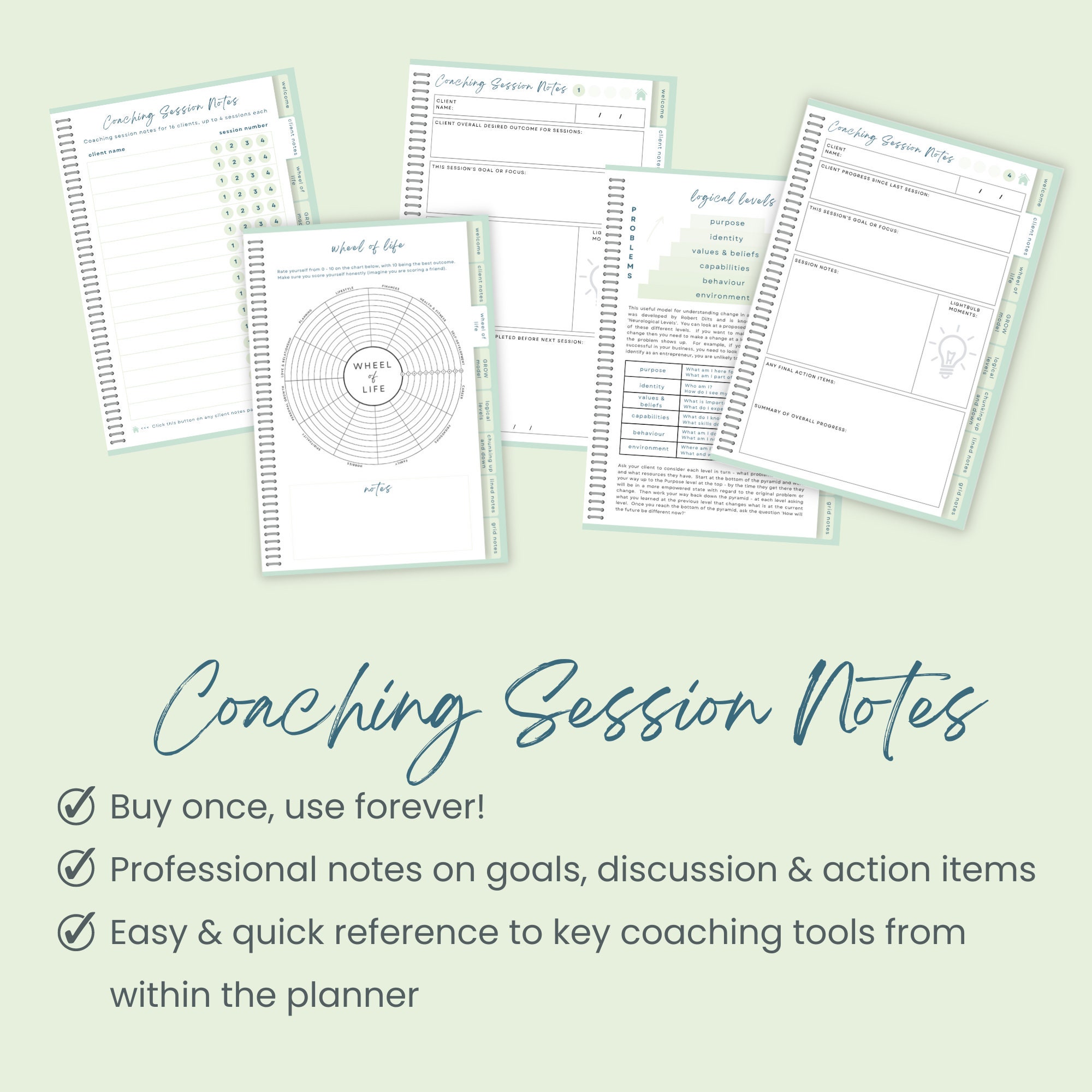 Coaching Session Notes DIGITAL Planner for Goodnotes or Notability on ...