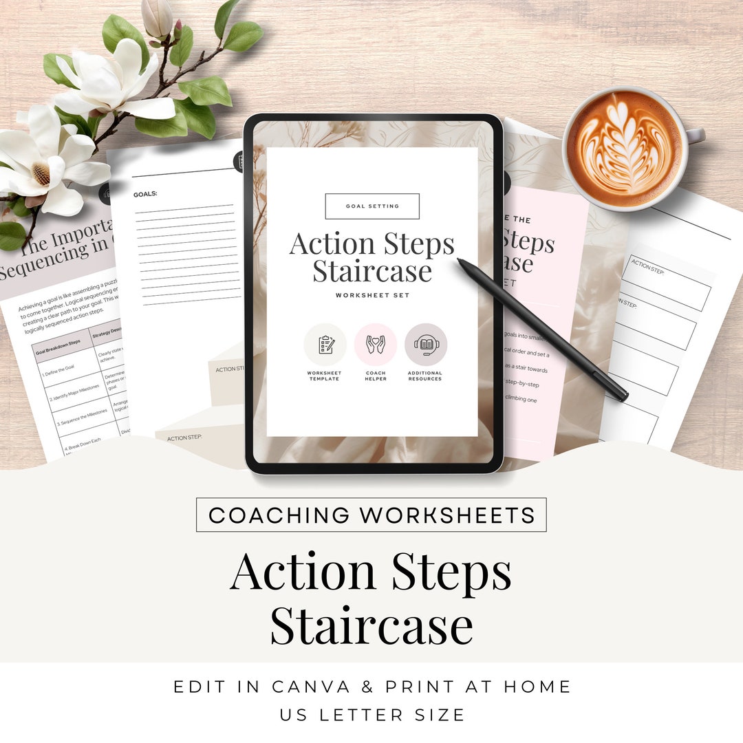 Goal Action Planner Coaching Worksheet Canva Template, Making Change ...
