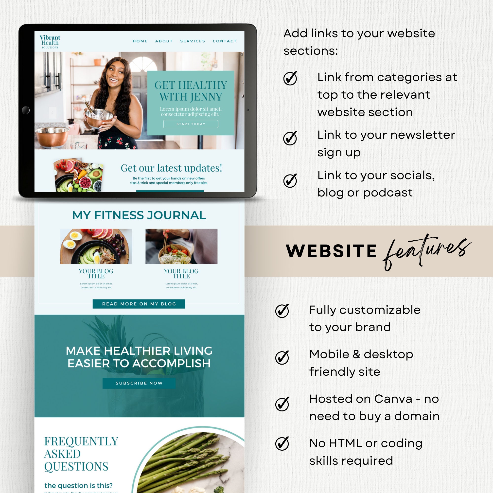 Health Coach Canva Website Template, Coaching Landing Page, Wellness ...