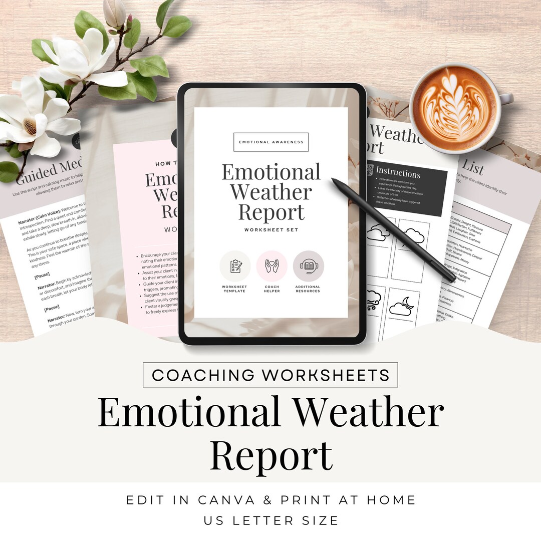Coaching Worksheet Emotion Weather Report Canva Template, Mental Health ...