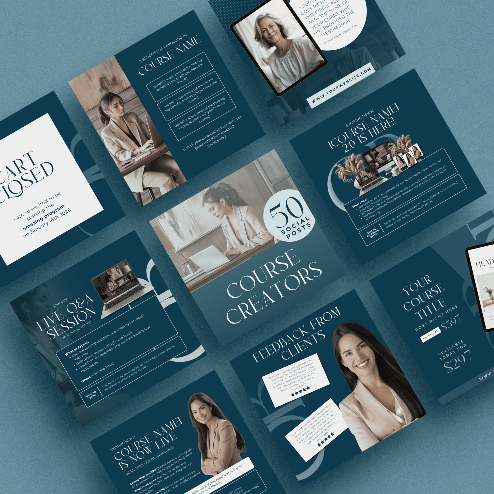 Insta Posts for Course Creators Canva Template Digital Entrepreneur ...