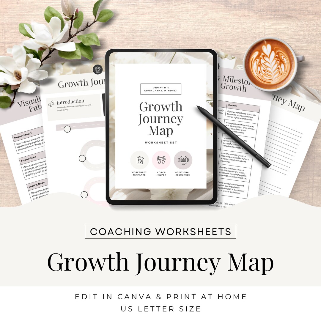 Growth Journey Worksheet, Mindset Development, Life Coach Resources ...