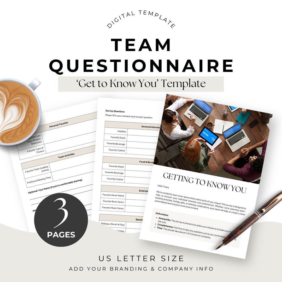 Team Interests Survey Canva Template to Help Team Appreciation Co ...