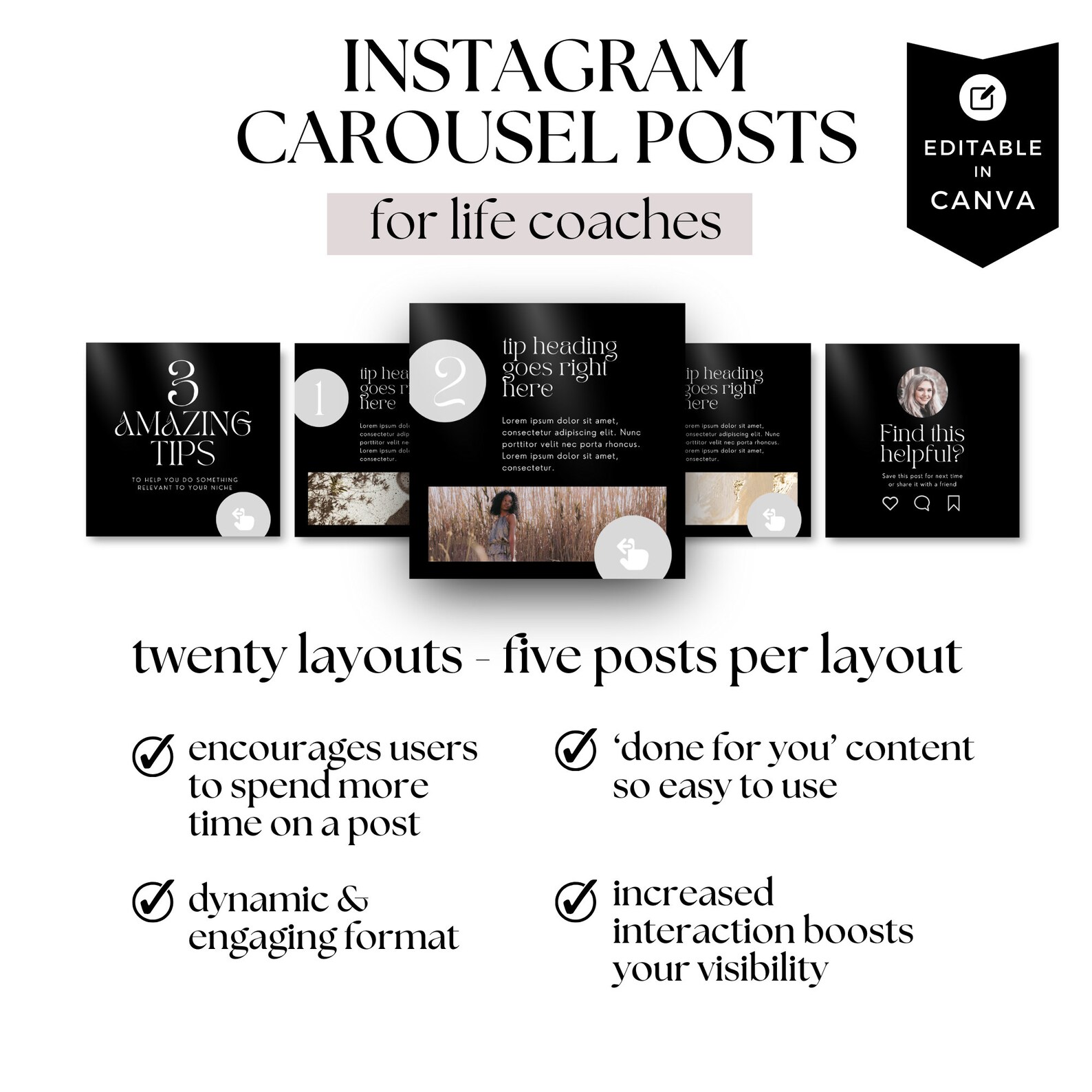 Instagram Carousel Canva Template for Life Coach or Course Creator ...