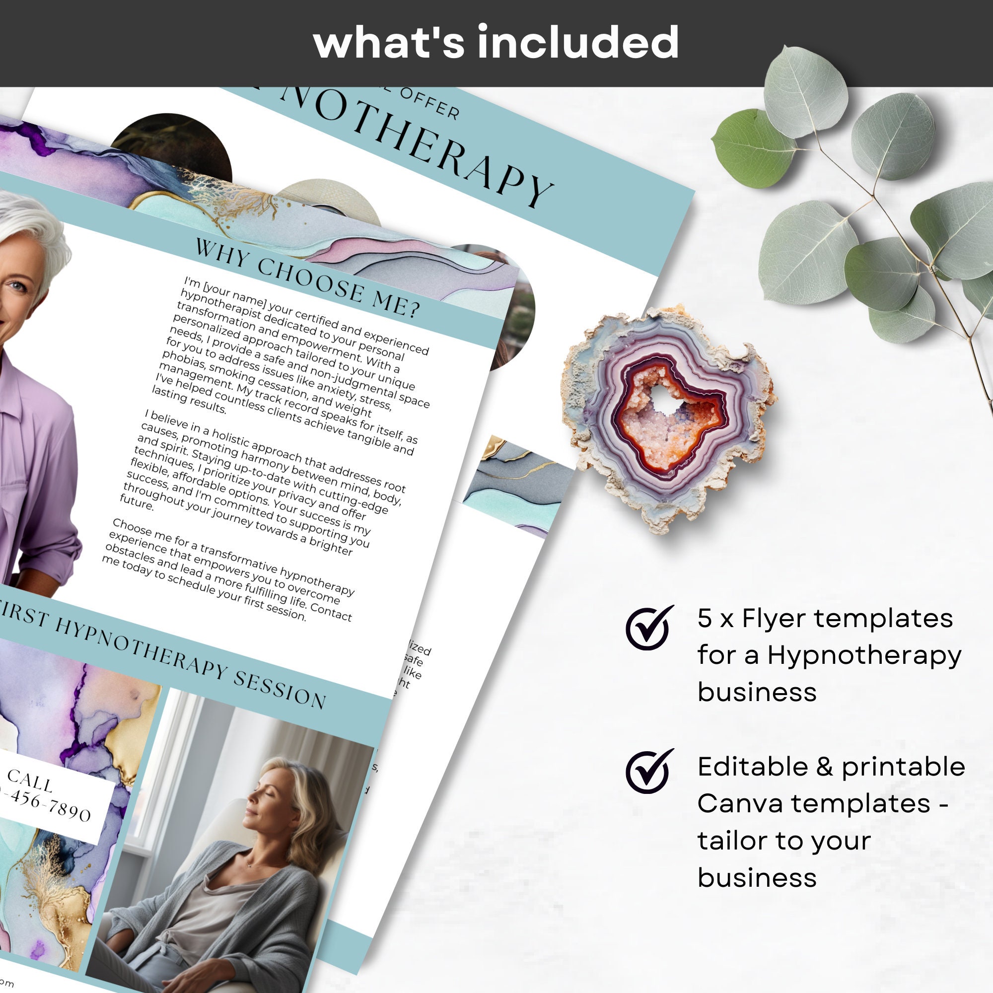 Hypnotherapy One Page Advert Printable, Canva Template, Hypnotherapist ...