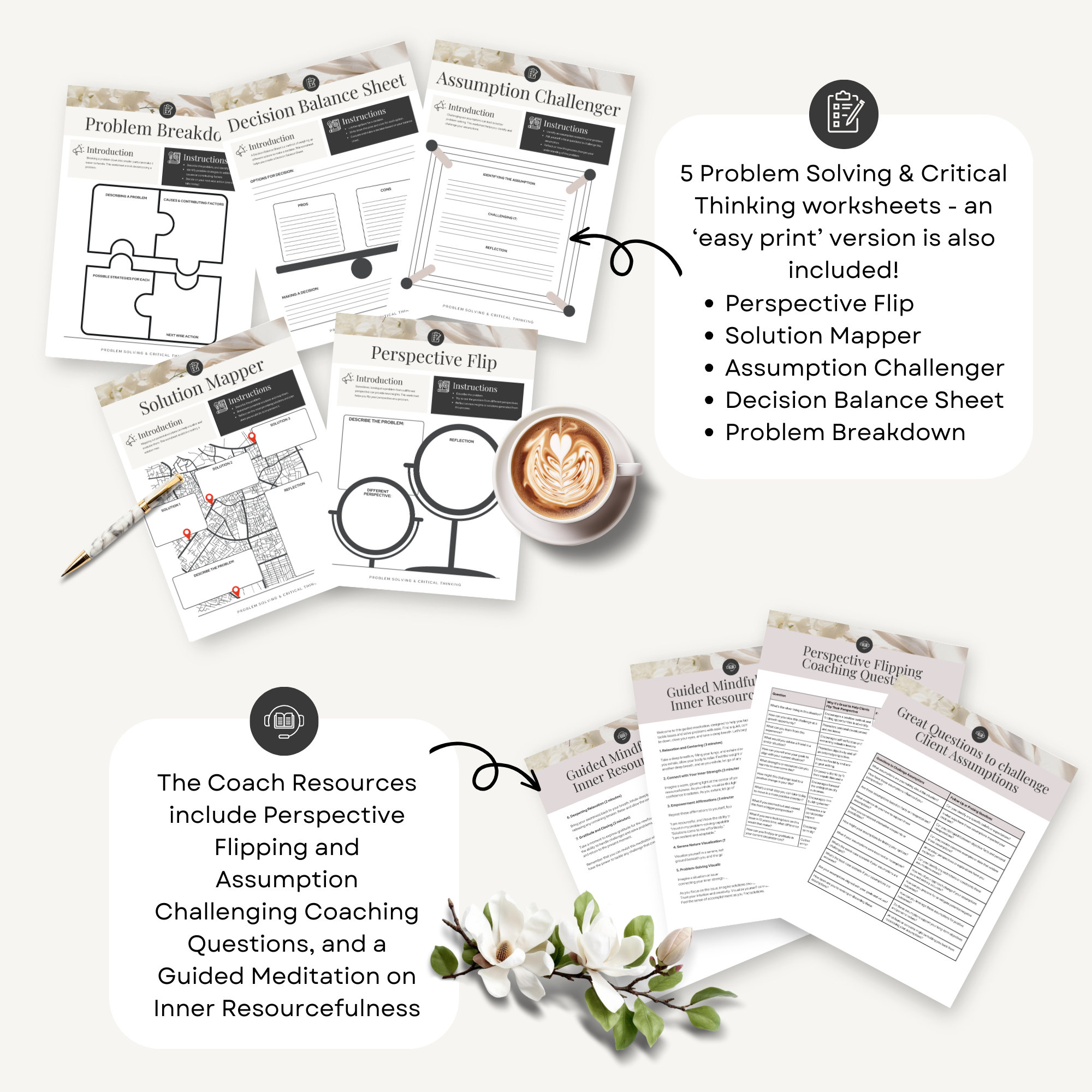 Problem Solving Worksheets, Leadership Coaching Tools, Challenge ...