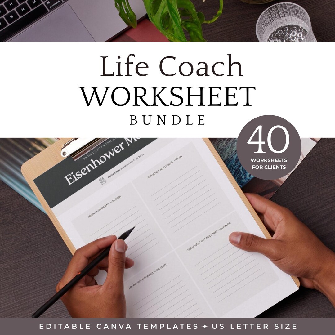 Editable Life Coach Worksheets Canva Templates Coaching Session Tools ...